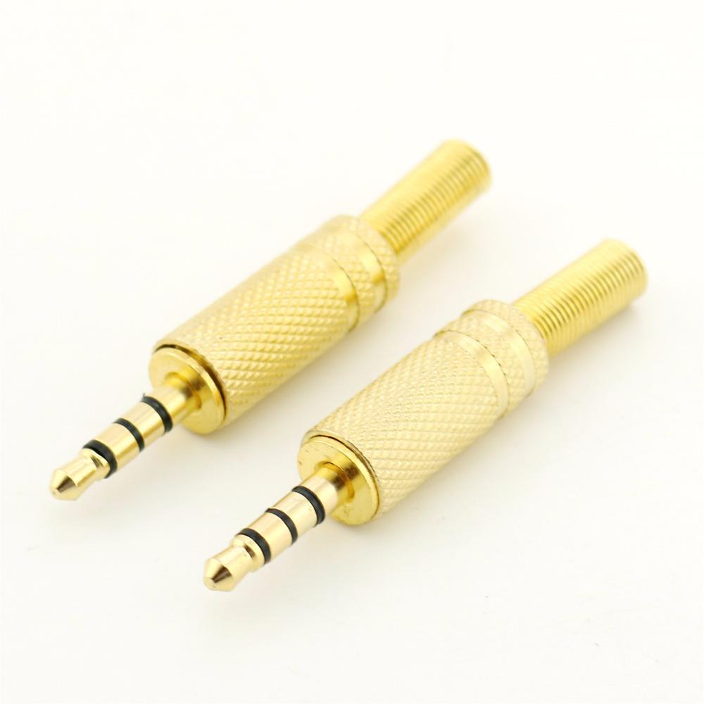 FOR 10pcs 3.5mm 1 Stereo 4 Pole Male Headphone Jack Plug Metal Audio ...
