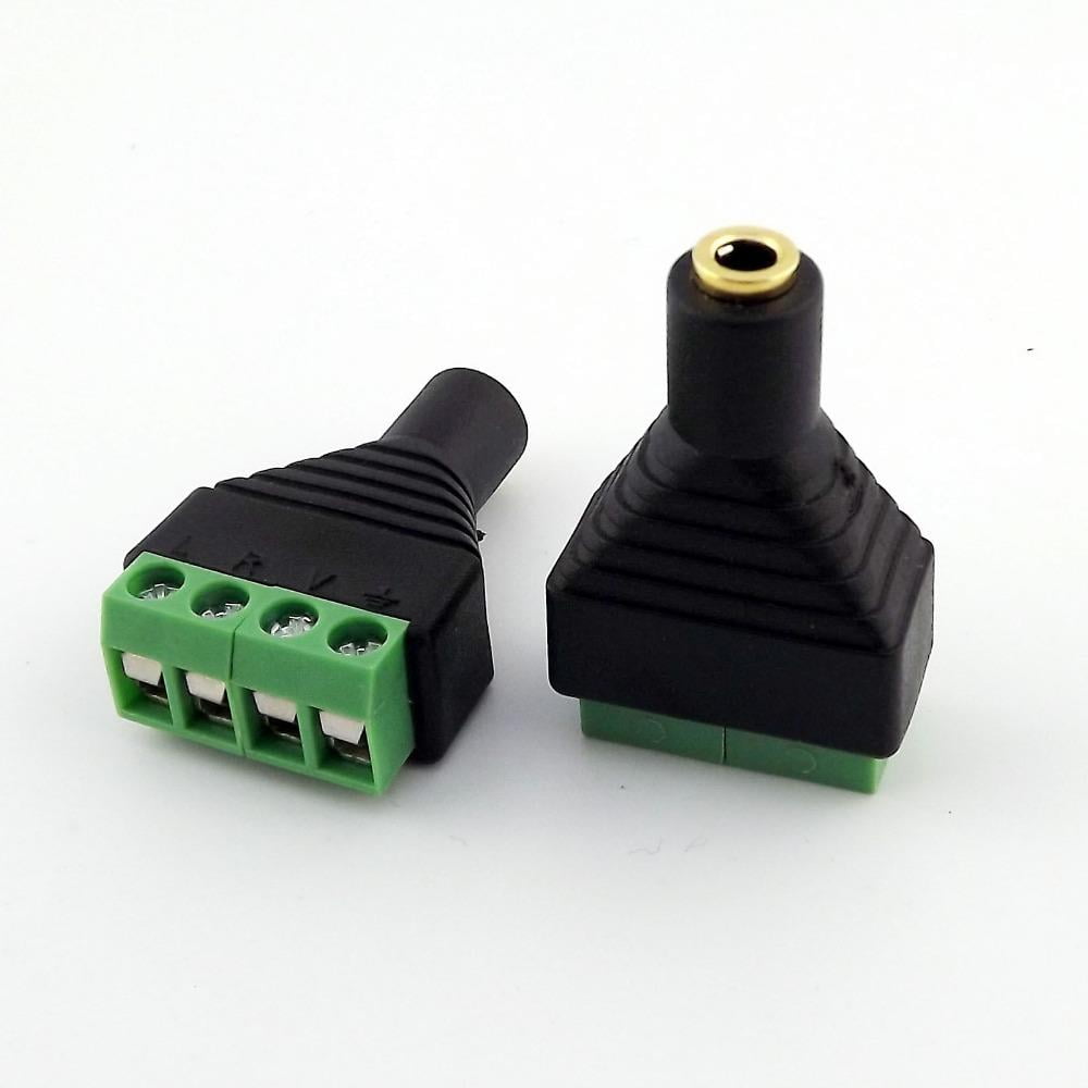 FOR 10pcs 3.5mm 1 Stereo Female 4 Pole To AV Screw Video Balun Terminal ...