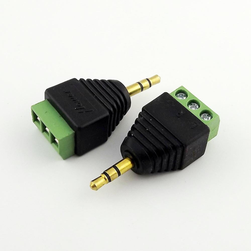 FOR 10pcs 3.5mm 1 Stereo Male Plug To AV Screw Video AV Balun Terminal ...