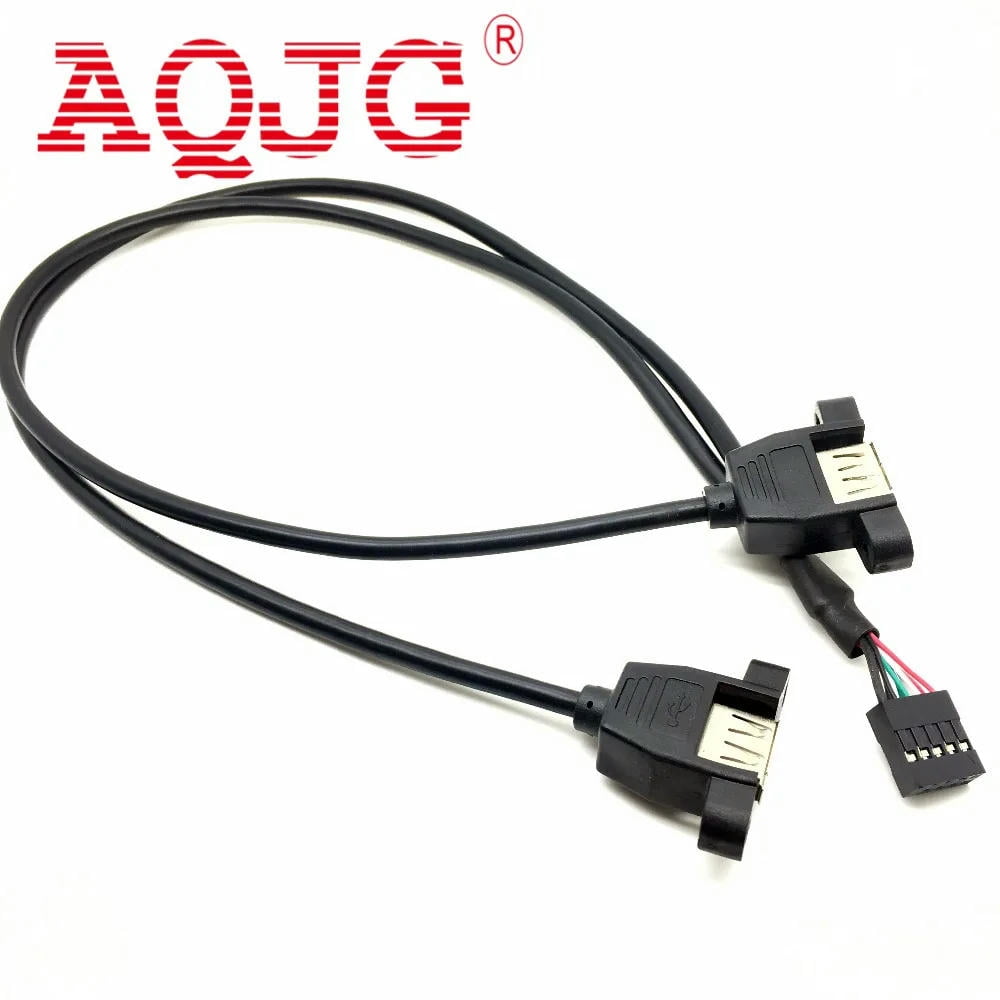FOR 10pcs 30cm Motherboard Internal 9pin Pitch 2.54mm to Dual Port USB ...