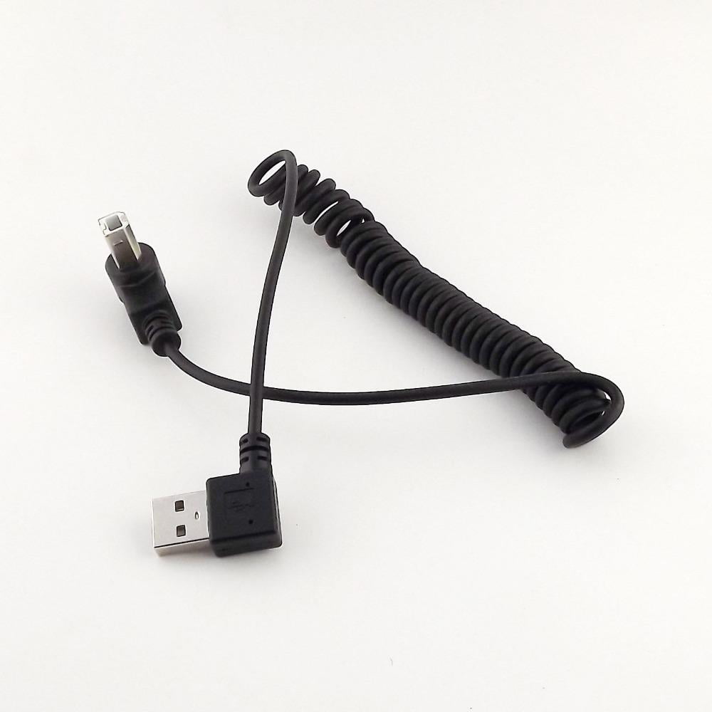 FOR 10pcs 5ft Spiral Coiled Right Angled USB 2.0 Type B Male to USB A ...