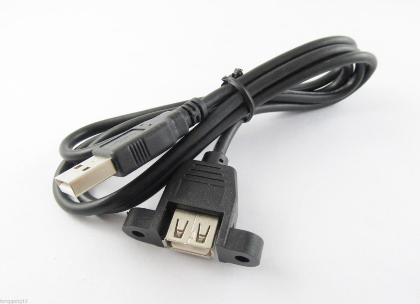 FOR 10pcs Black USB 2.0 A Male to USB A Female Molded Panel Mount ...