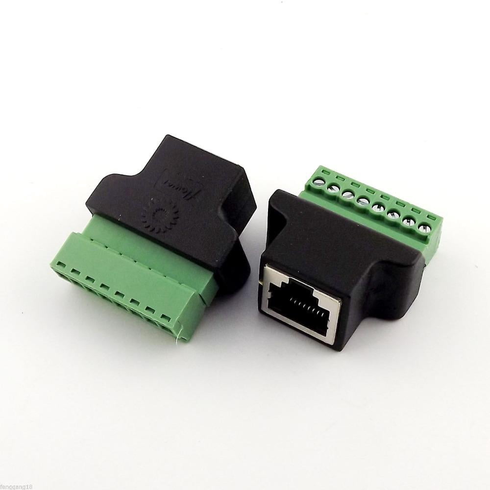 FOR 10pcs Ethernet RJ45 Female To Screw Terminal 8 Pin CCTV Digital DVR ...