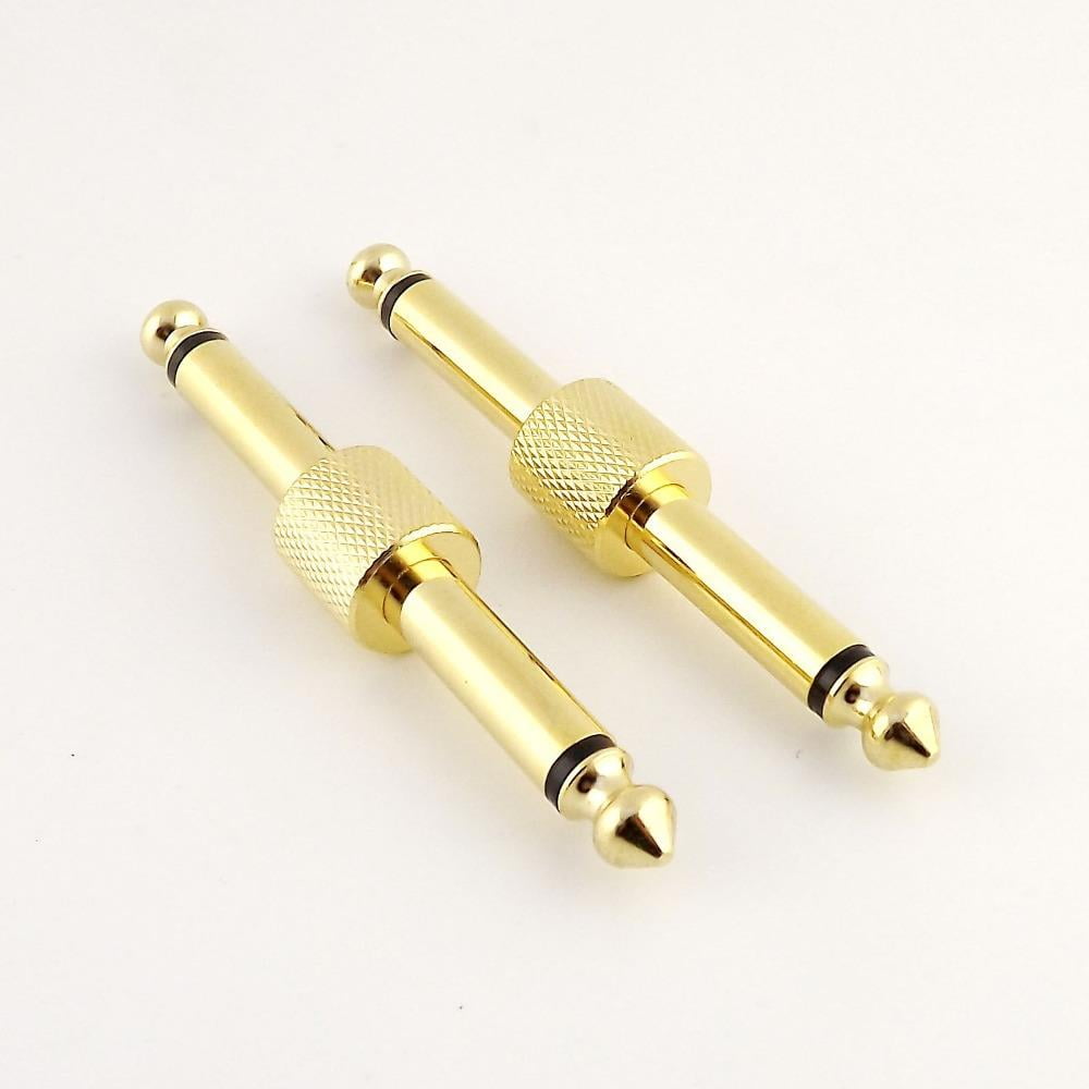 FOR 10pcs Gold 6.35mm 1/4 Inch Mono TS Male to Male Plug Coupler Audio ...