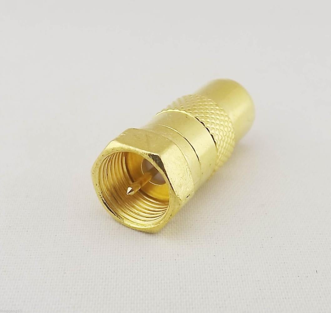 FOR 10pcs Gold F Male Plug To TV Male Straight Coaxial Cable RF Adapter ...