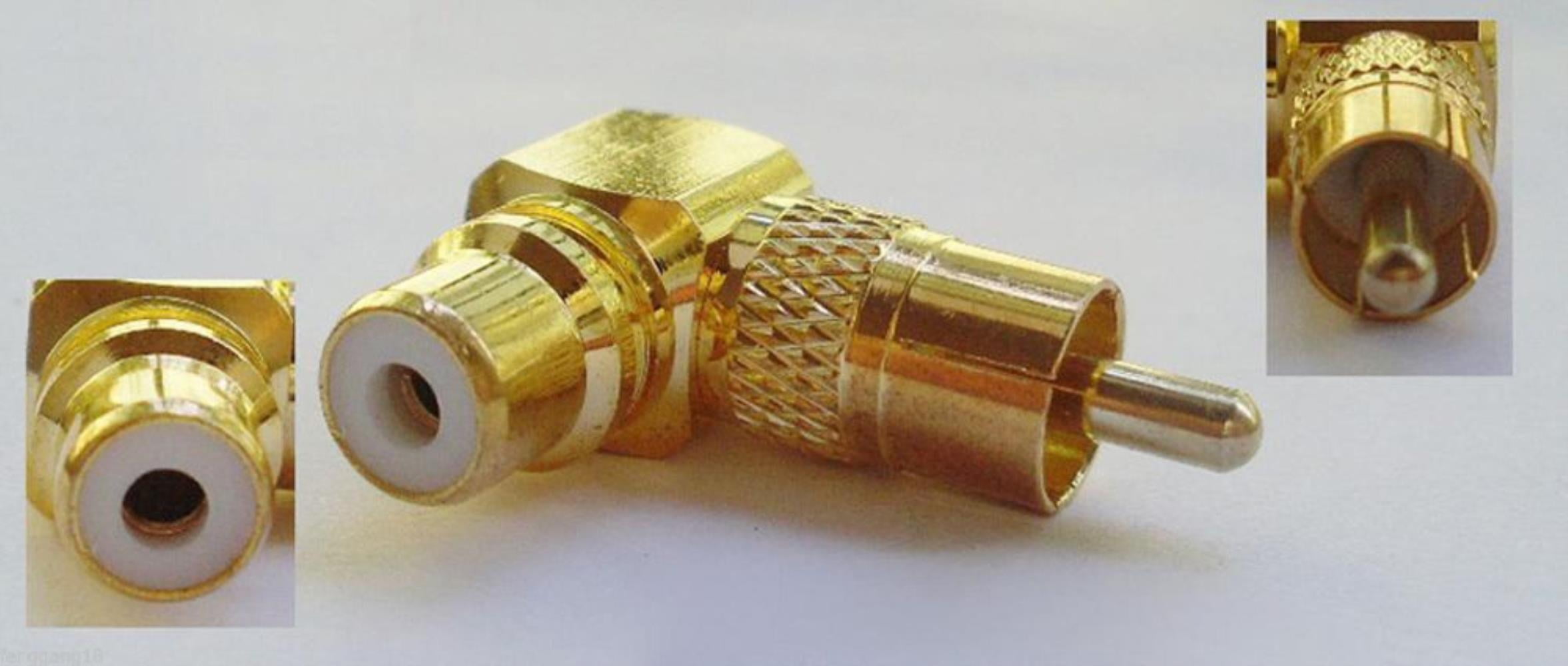 FOR 10pcs RCA Male Plug To RCA Female Jack Right Angle Adapter ...