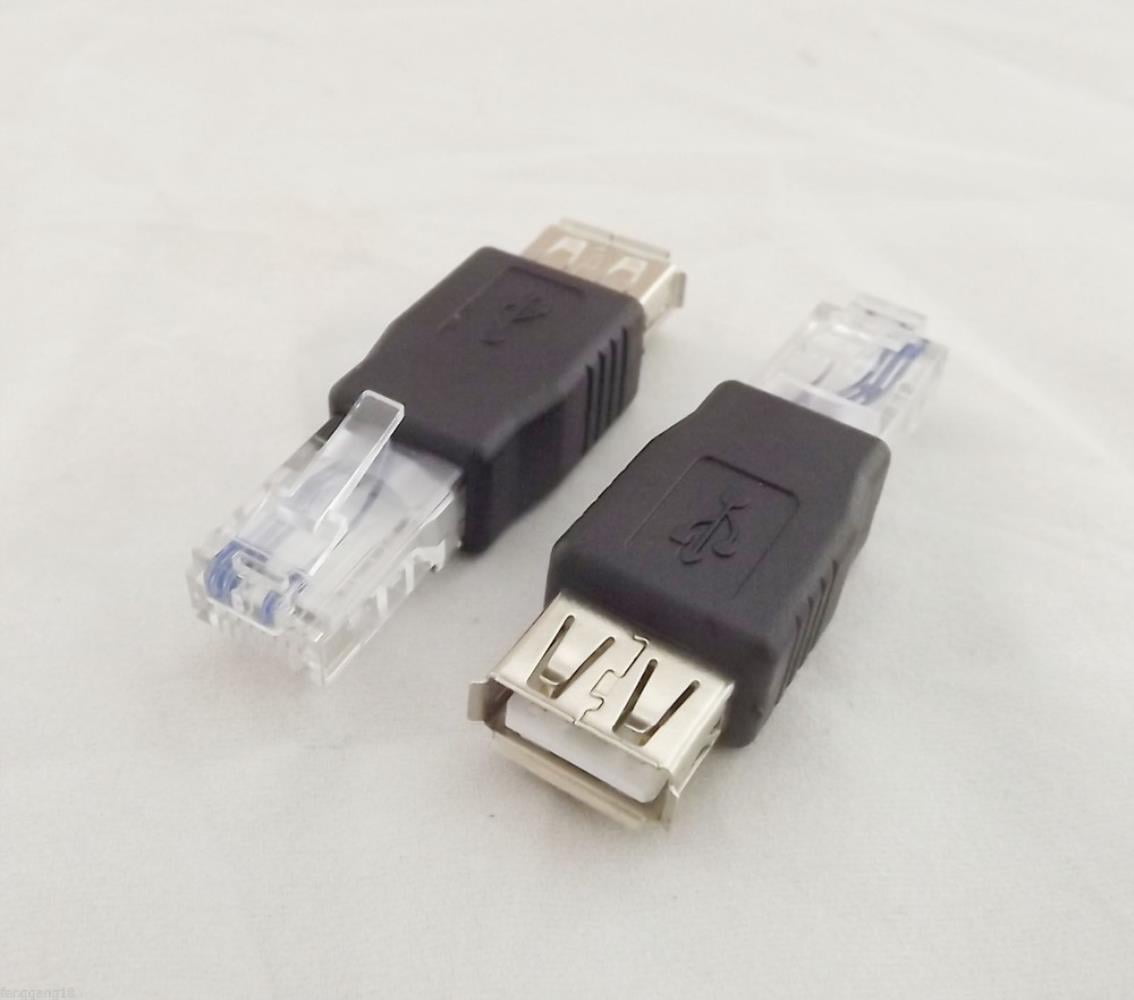 FOR 10pcs RJ45 Male To USB A Female Socket LAN Network Ethernet Router ...