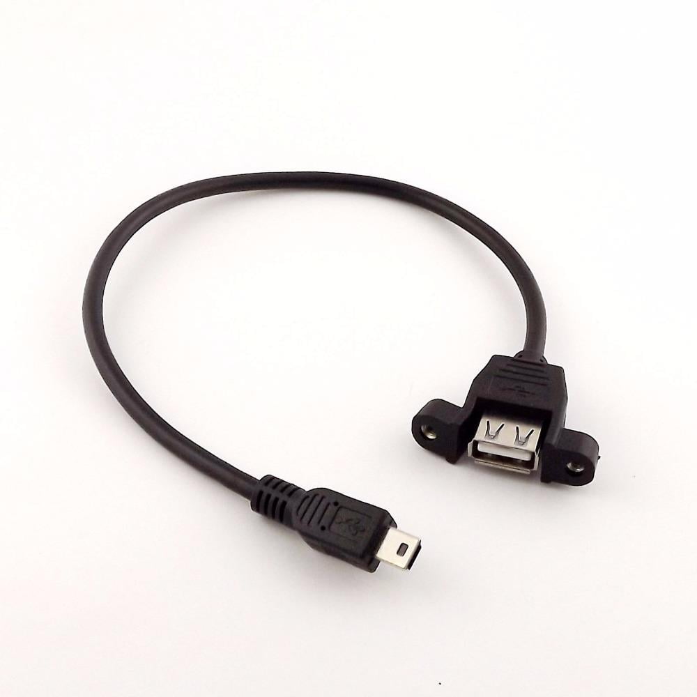FOR 10pcs USB 2.0 A Female Socket Panel Mount To Mini 5 Pin B Male Data ...