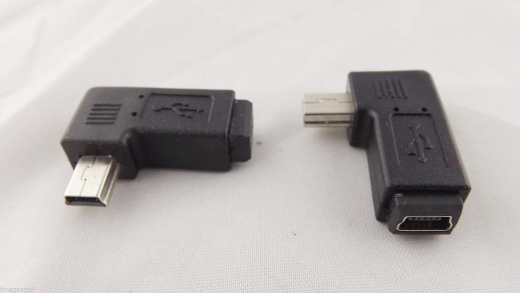 FOR 10pcs USB 2.0 Mini 5 Pin Male Plug To Mini 5 Pin Female Right Angle ...