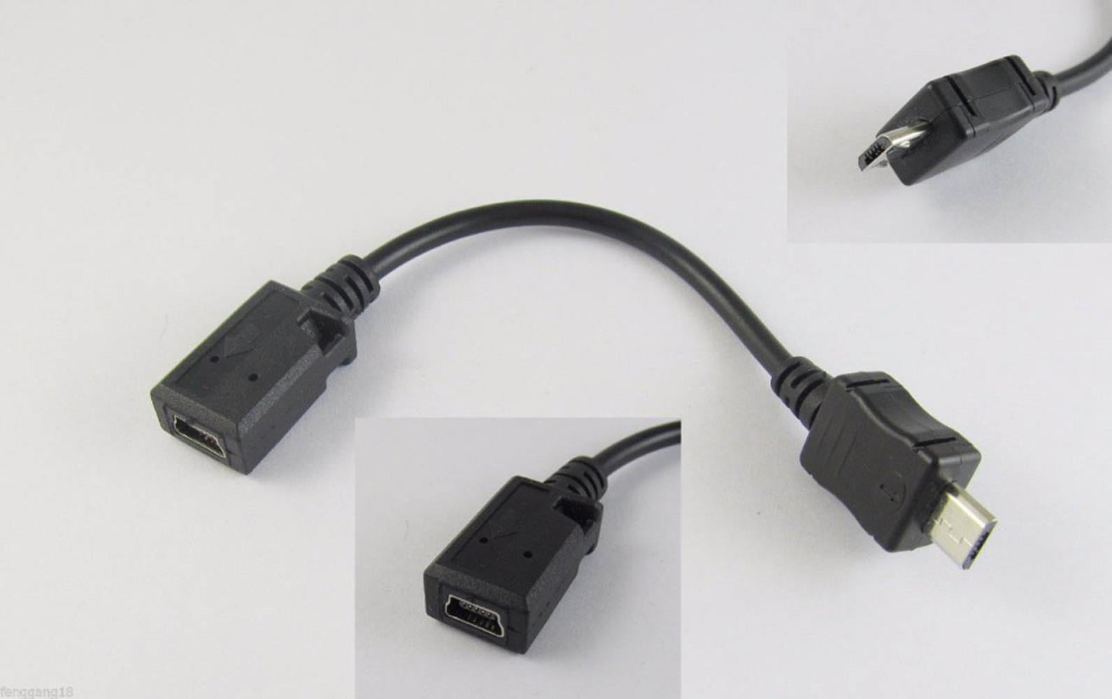FOR 10pcs USB 2.0 Mini A 5 Pin Female To Micro B 5 Pin Male Adapter ...