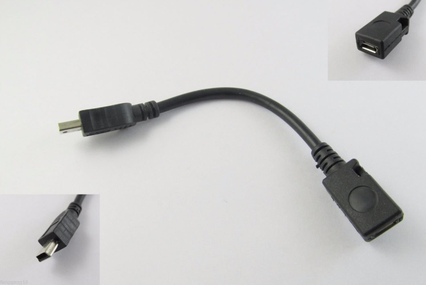 FOR 10pcs USB 2.0 Mini B 5 Pin Male To Micro 5 Pin Female Adapter Data ...