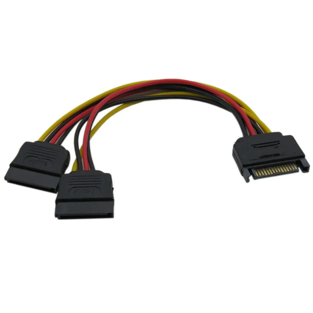 FOR 10pcs/lot 15 Pin SATA Male to 2 SATA Splitter Female Power Cable ...