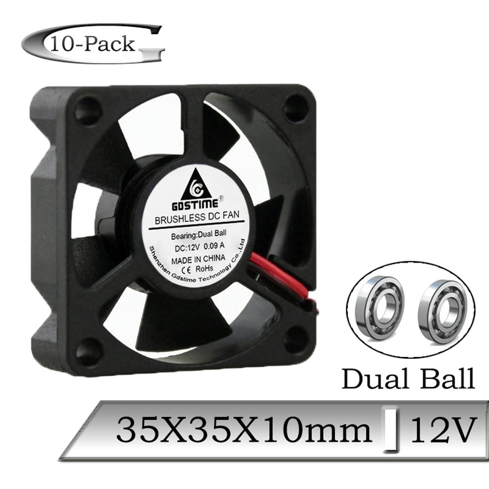 FOR 10pcs/lot DC 12V 35mm 35x10mm Mini Brushless DC Axial Dual Ball ...