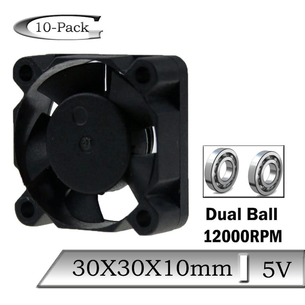 FOR 10pcs/lot DC 5V 30x30x10mm 30mm Mini Brushless DC Axial Dual Ball ...