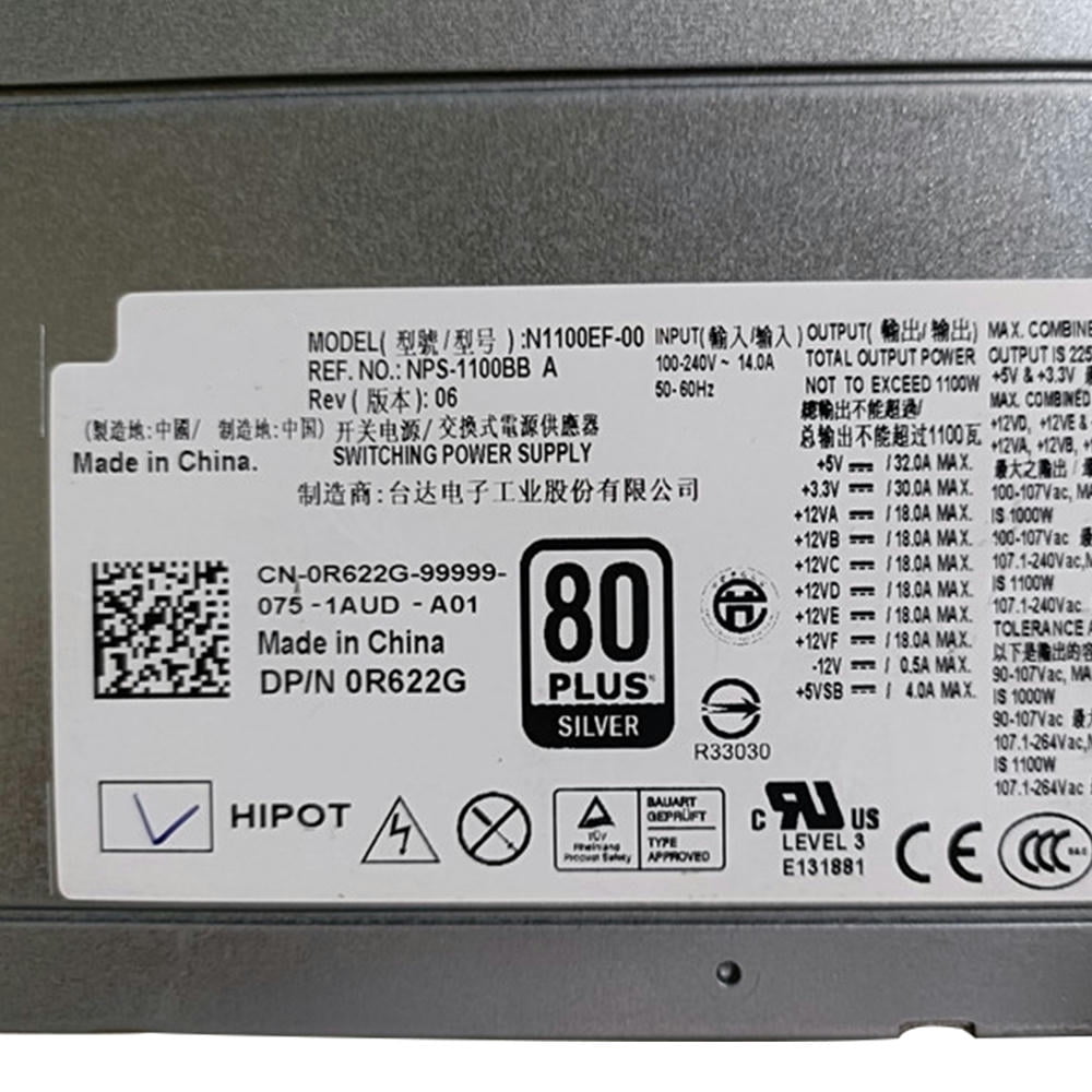 FOR 1100W Server Switch Power Supply NPS-1100BB N H1100EF-00 0G821T ...