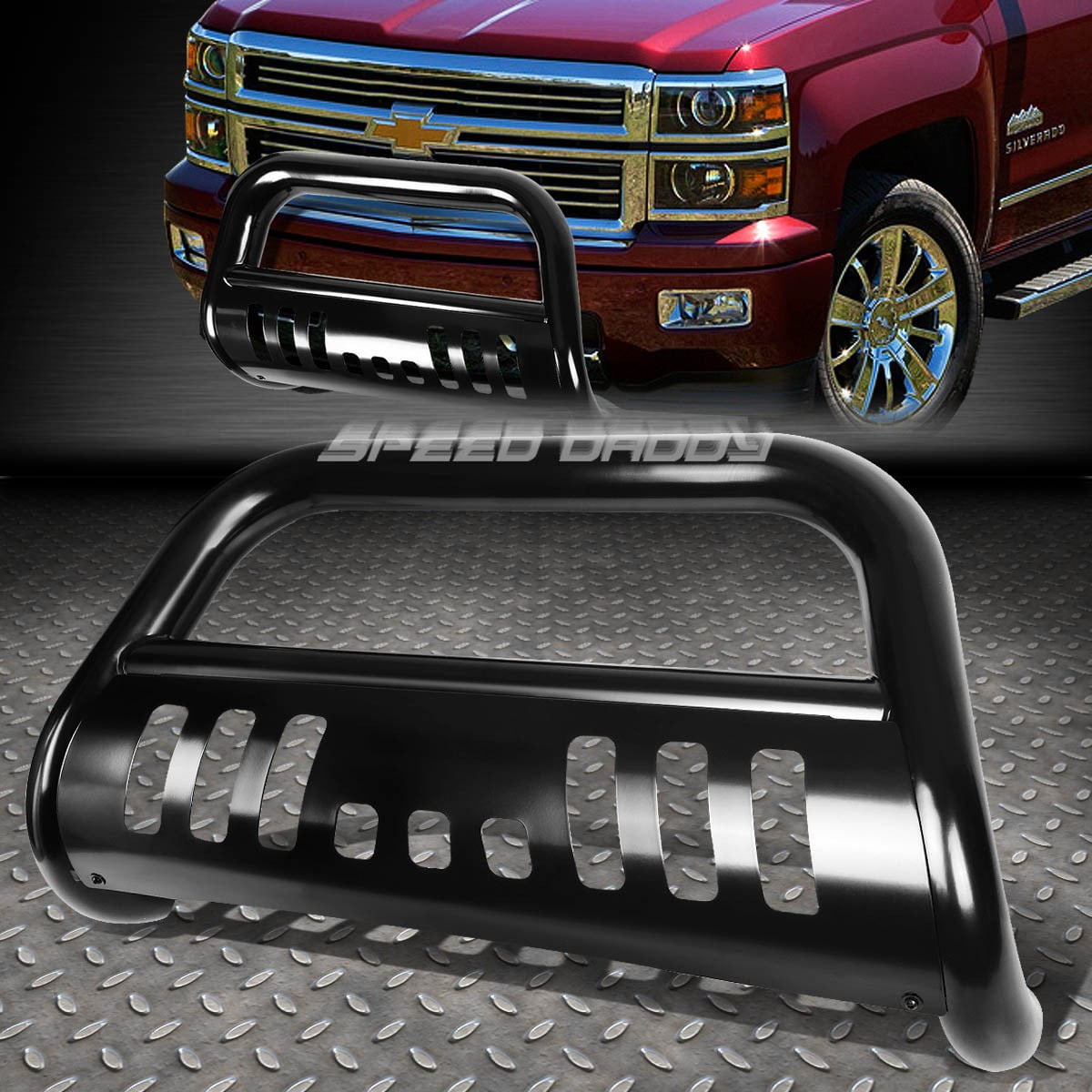 FOR 14-16 CHEVY SILVERADO/SIERRA 1500 BLACK 3" BULL BAR PUSH BUMPER ...