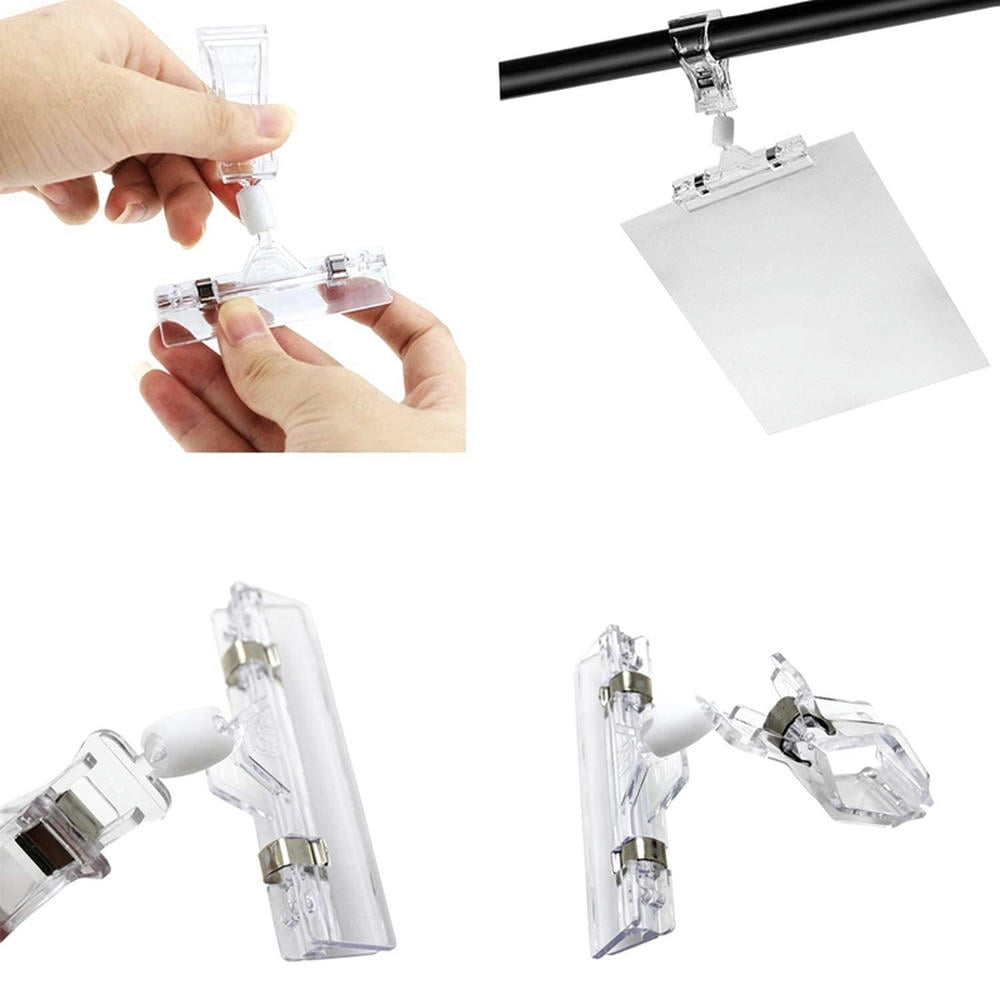 FOR 16Pcs Clear Sign Clips Plastic Clip Sign Holder Stand Swivel Price ...
