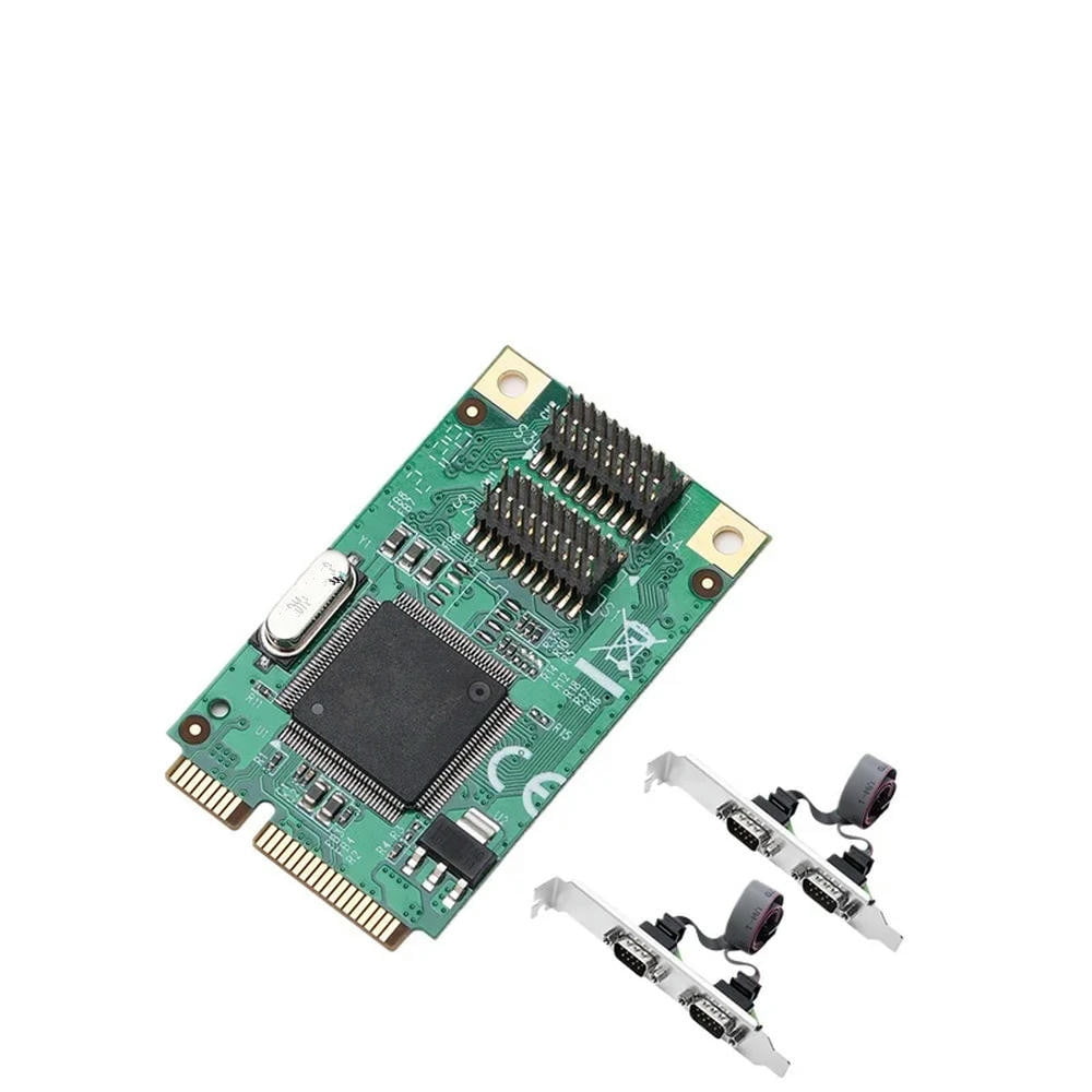 FOR 1PC MiniPCIe To Four RS232 Serial Port Expansion Card MiniPCIe To DB9 Pin COM Port Adapter ...