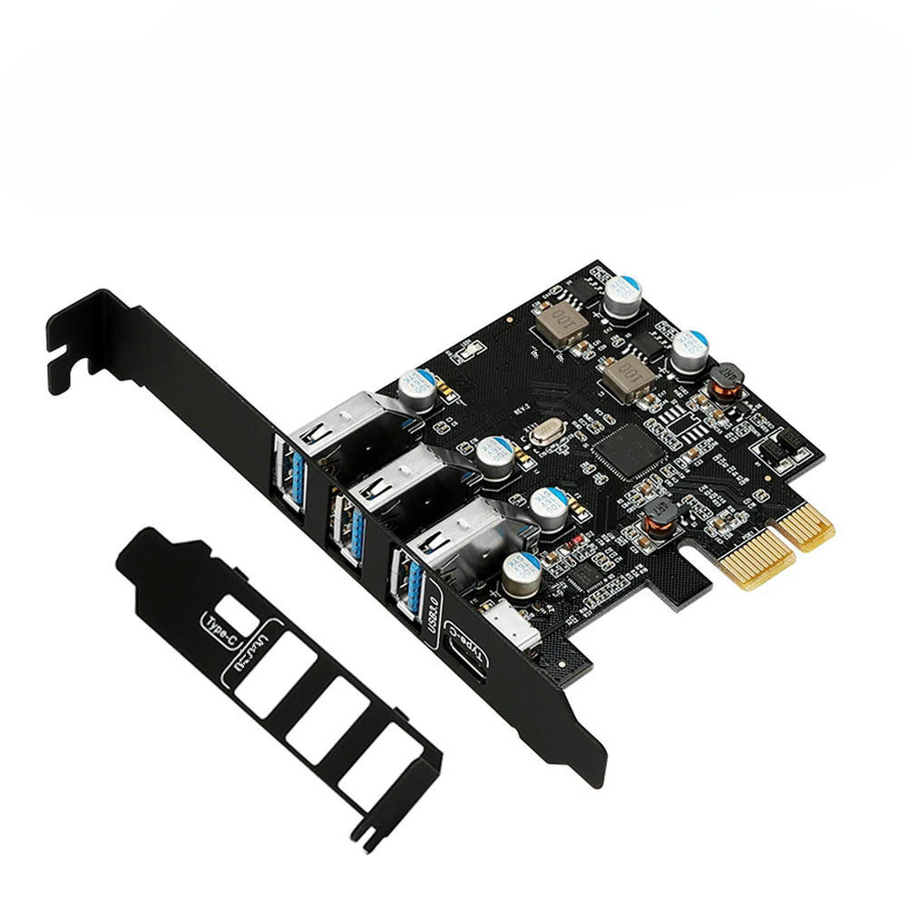 FOR 1PC PCIE Three-port USB 3.0 + Type-C Adapter Card PCI-E To USB ...
