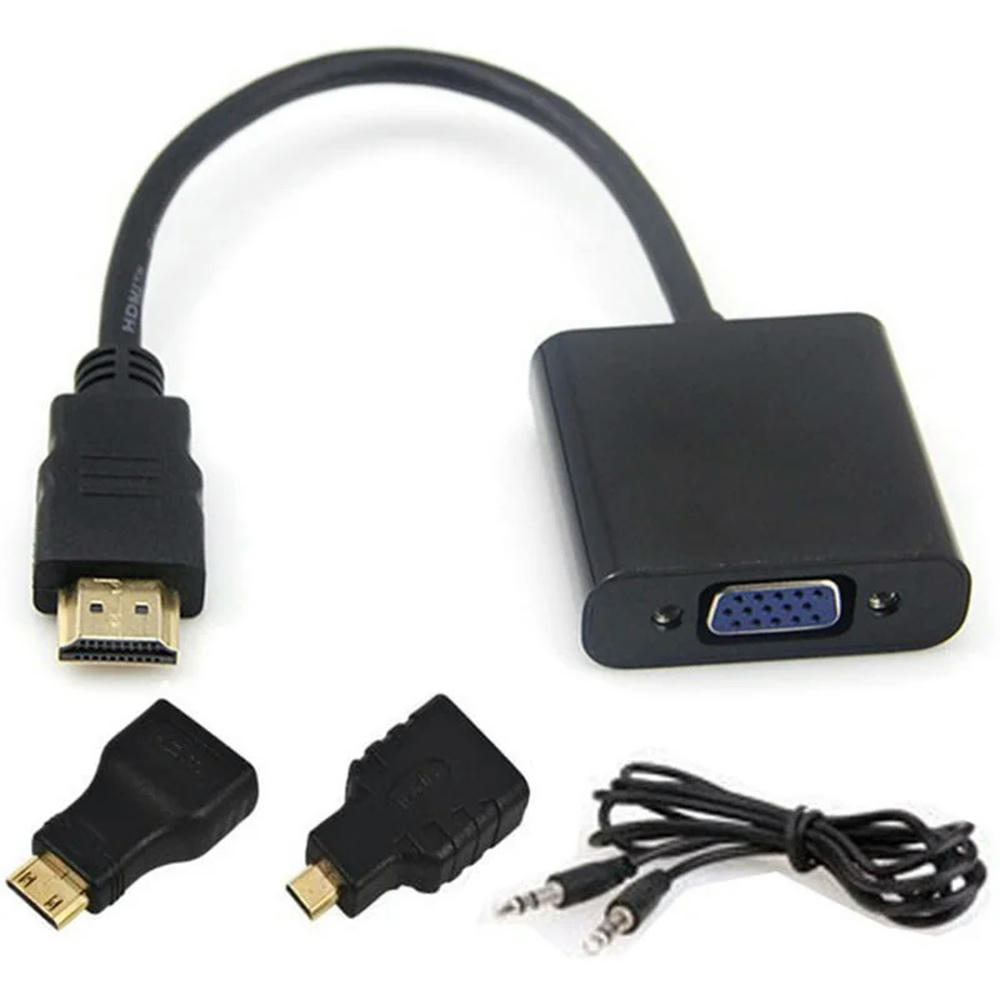FOR 1Set Built-in 1080P set HDMI to VGA with Audio Cable Micro Mini ...
