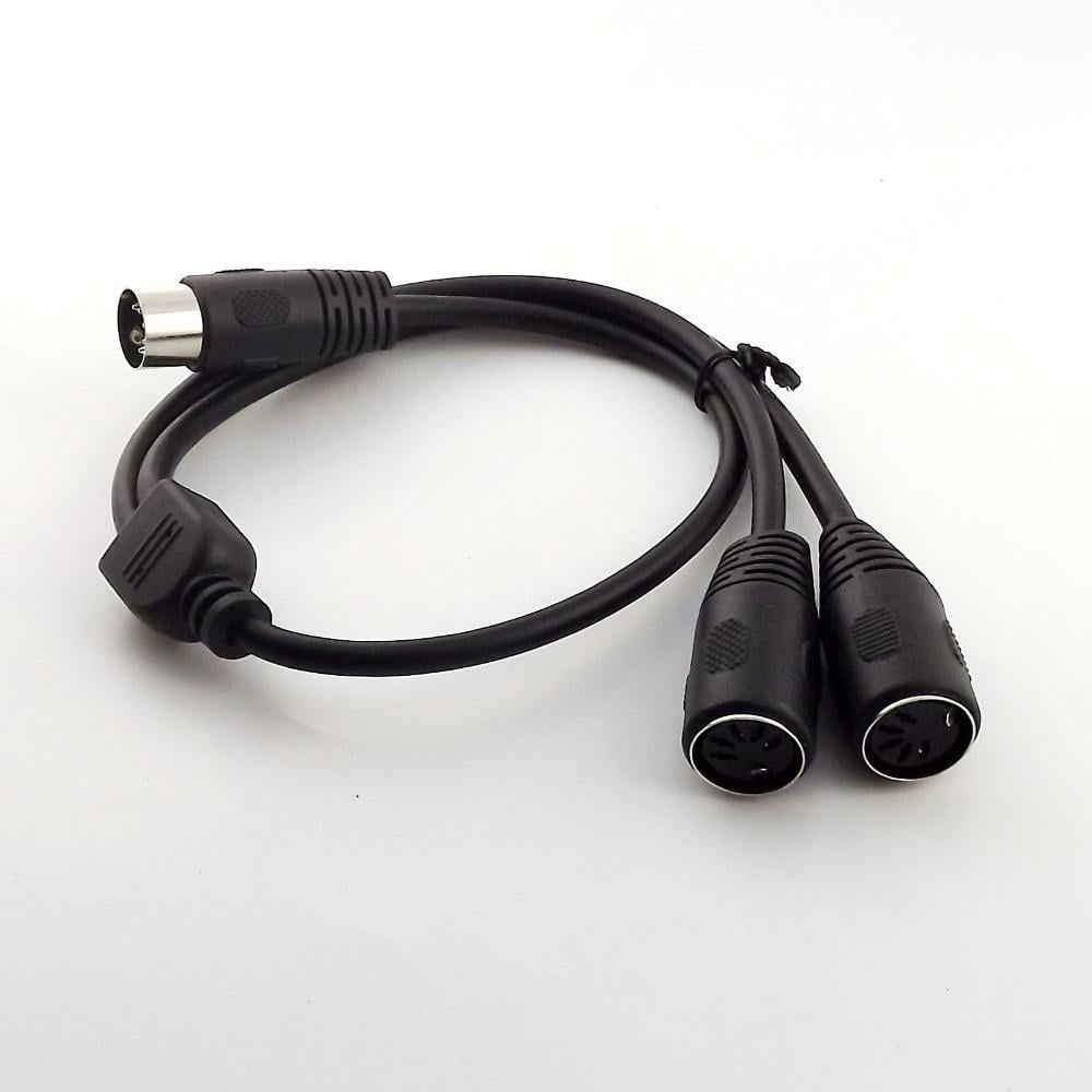 FOR 1pc 5 PIN MIDI DIN 1 Male Plug to 2x Female Socket Y Splitter ...