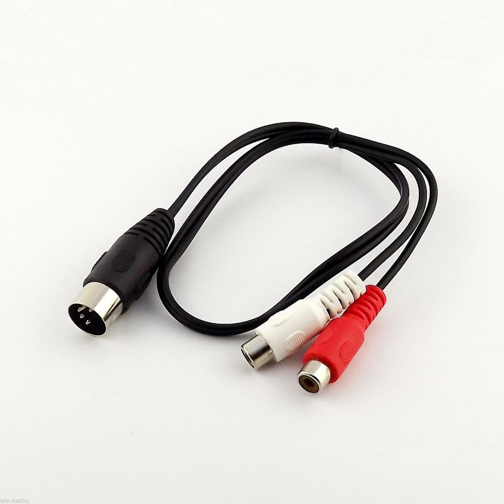 FOR 1pc MIDI DIN 5 PIN Male Plug to Dual RCA Female Jack Audio Adapter ...