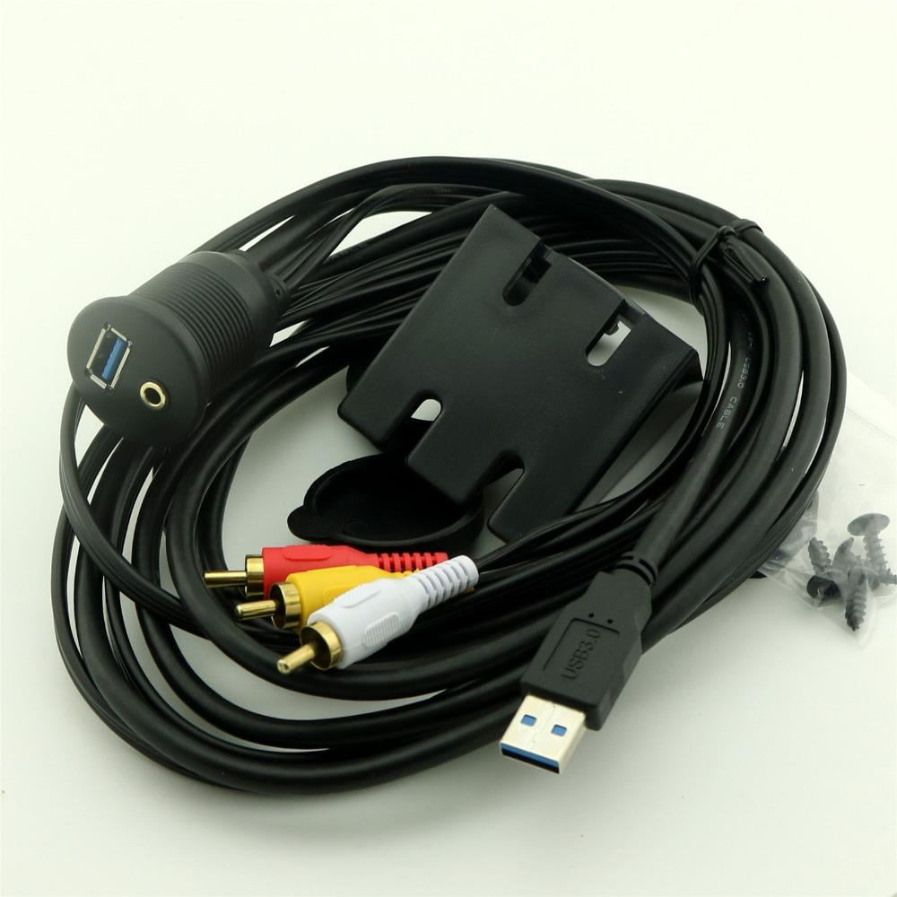 FOR 1pcs 3.5mm to 3x Male RCA USB 3.0 Cable Lead Audio Video Flush ...