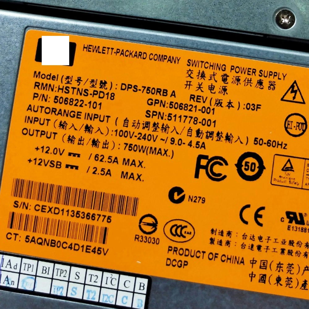 FOR 750W Switching Power Supply Module 12V 60A HSTNS-PL18 DPS-750RB A 506821-001 511778-001 for ...