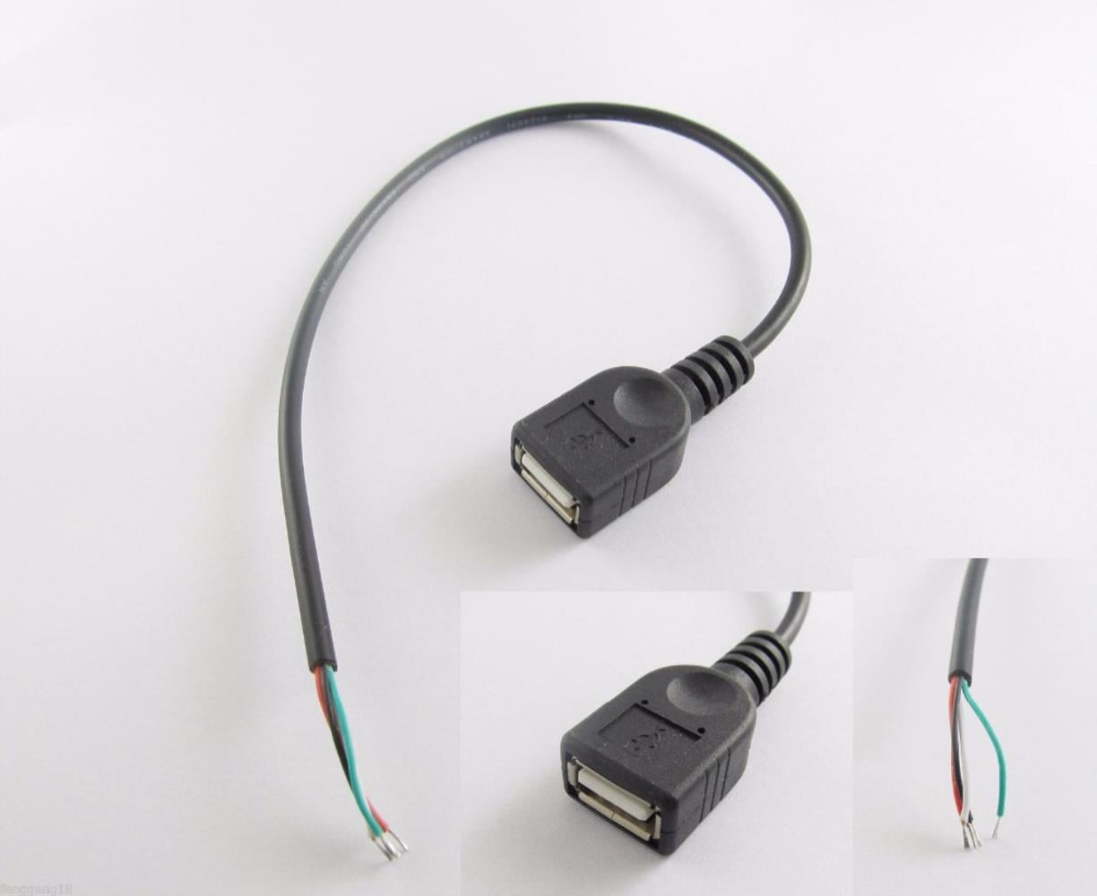 FOR 1pcs USB 2.0 A Female Jack 4 Pin 4 Wire Data Charge Cable Cord ...