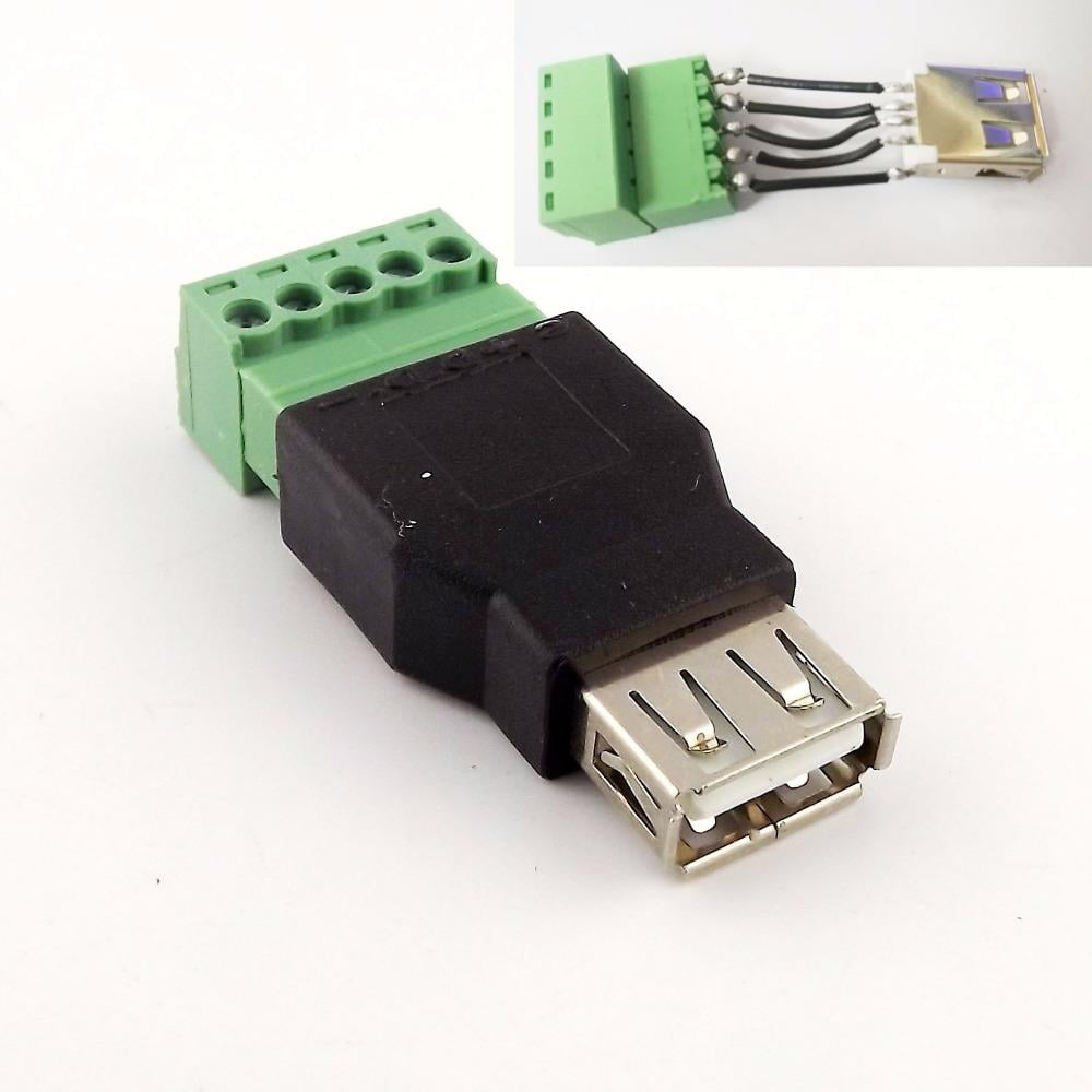 FOR 1pcs USB 2.0 Type A Female to 5 Pin Screw with Shield Terminal Plug ...
