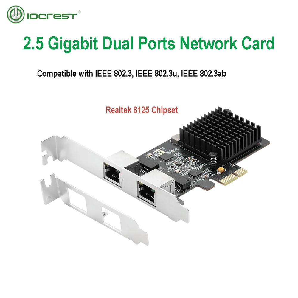 FOR 2.5G Base-T Network Adapter 2 Ports 2500Mbps PCIe 2.5gb Ethernet ...