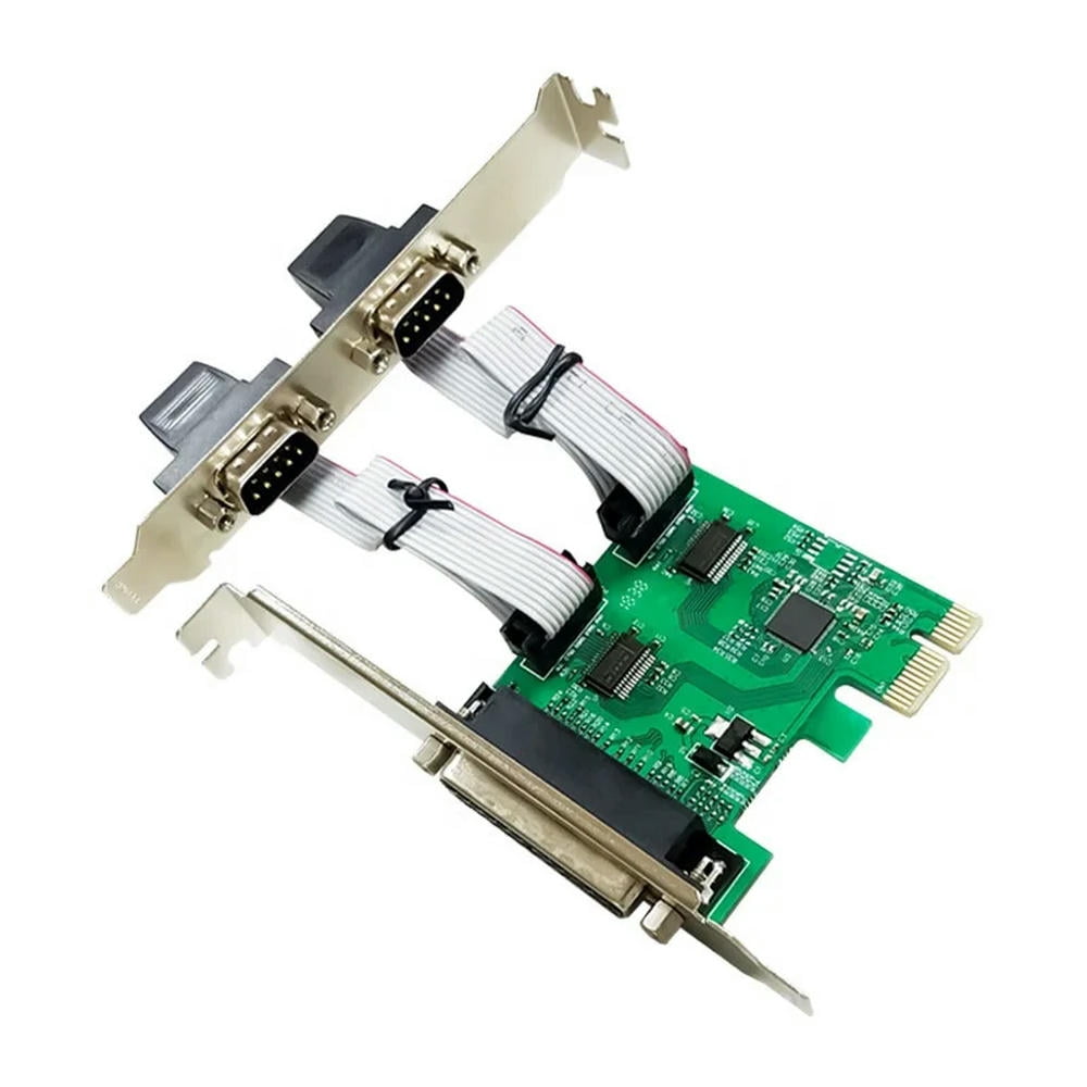 FOR 2 PORTS RS-232 Serial Port COM DB25 Printer Parallel Port LPT to PCI-E PCI Express Card ...