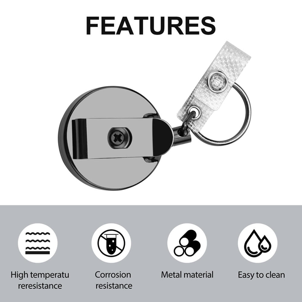 FOR 2 Pack Heavy Duty Retractable Badge Holder Reel,Metal ID Badge ...