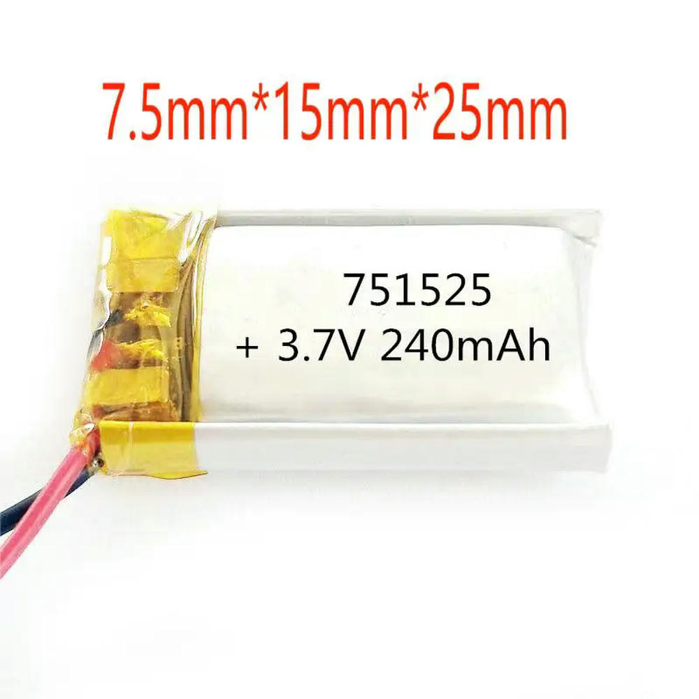 FOR 2 Pcs 3.7V 240mAh 751525 Polymer Ion 2.0mm Connector - Walmart.com