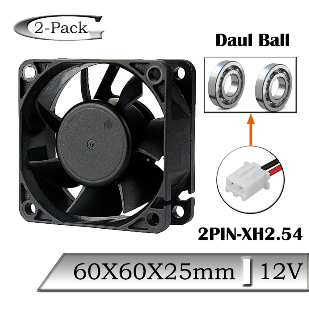 FOR 2 Pcs DC 12V 60mm 60x60x25mm Dual Ball Bearing Brushless Axial ...