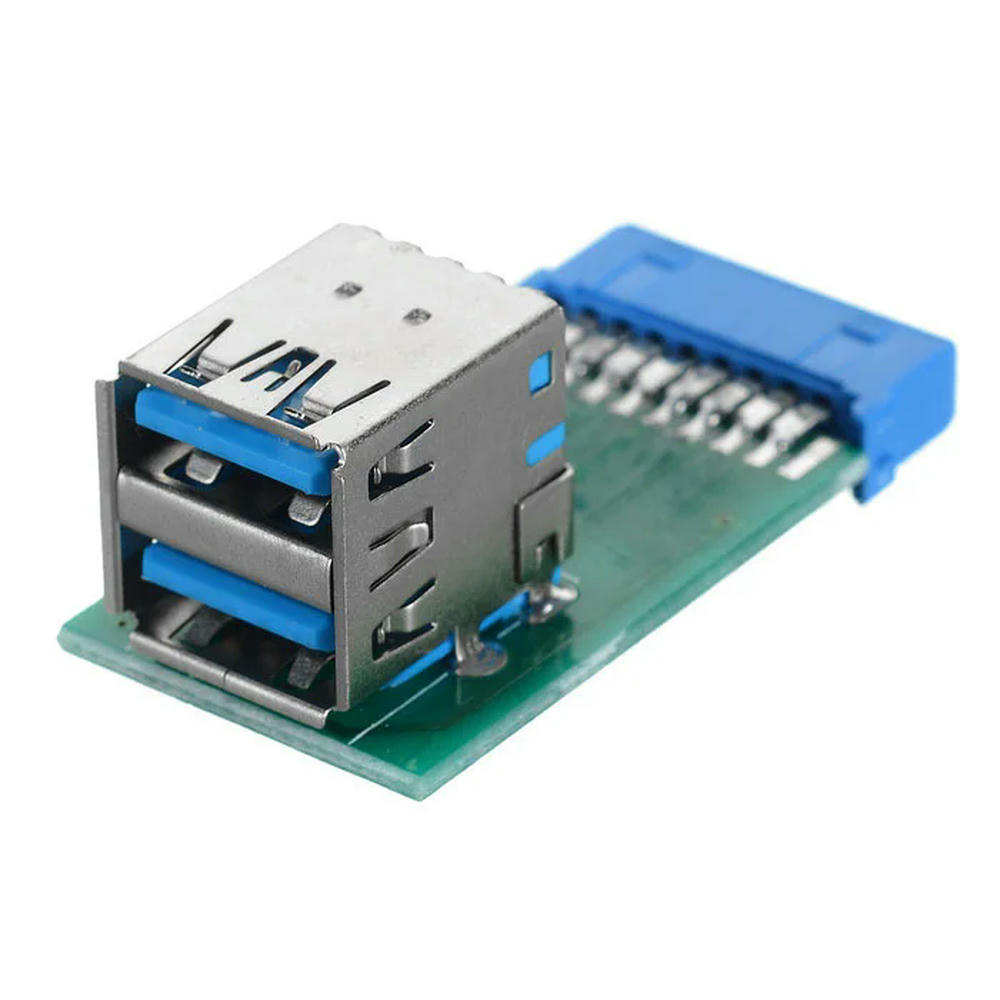 FOR 2 Port USB 3.0 A Type Female to Motherboard 20 Pin Box Header Slot ...