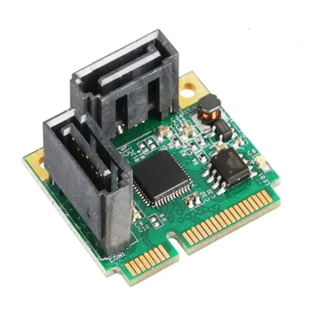 FOR 2 Ports SATA 6G mini PCI Express Controller Card mini PCI-e to SATA ...