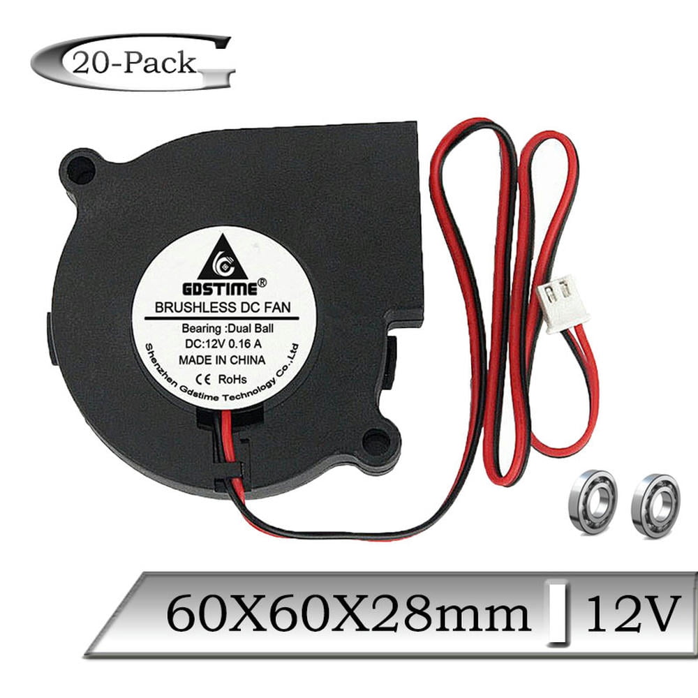 FOR 20 Pcs 12V 60mm 60x28mm Ball Bearing 2Pin Turbo Centrifugal Blower ...