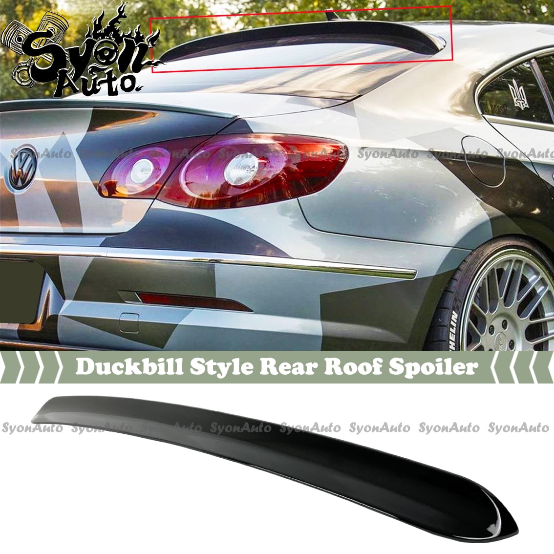 FOR 2008-2017 VOLKSWAGEN VW CC DUCKBILL STYLE GLOSS BLACK REAR ROOF ...