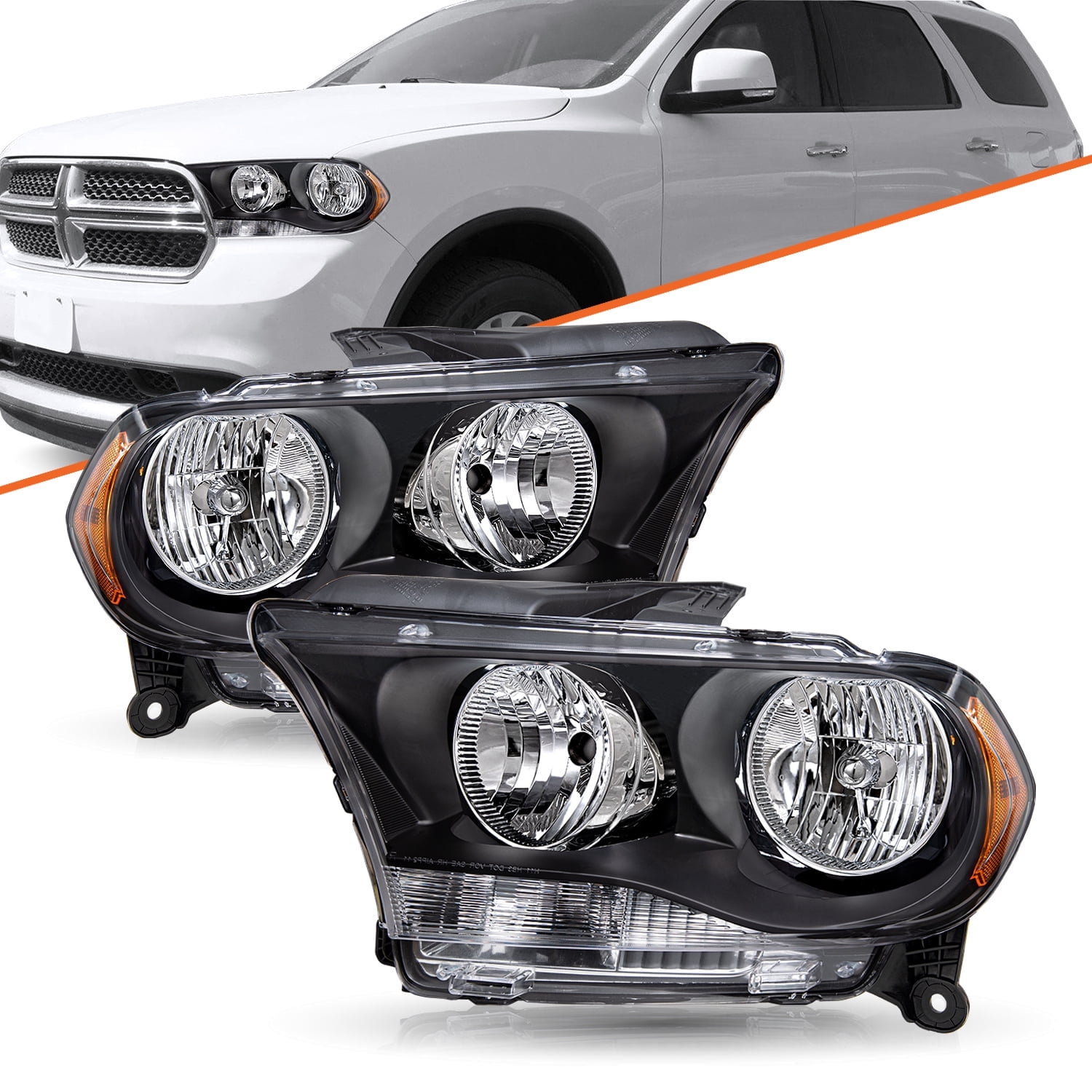 FOR 2011 2012 2013 DODGE DURANGO HALOGEN HEADLIGHTS BLACK HOUSING ...