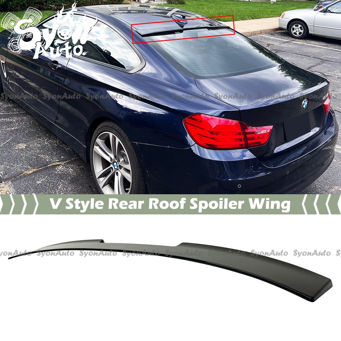 FOR 2014-2020 BMW F32 4 SERIES COUPE & F82 M4 GLOSSY BLACK V STYLE REAR ROOF SPOILER WING ...