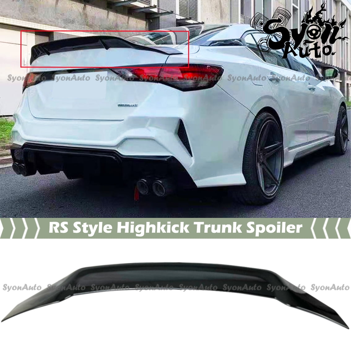FOR 2020-2025 NISSAN SENTRA GLOSS BLACK RS STYLE HIGHKICK TRUNK SPOILER ...