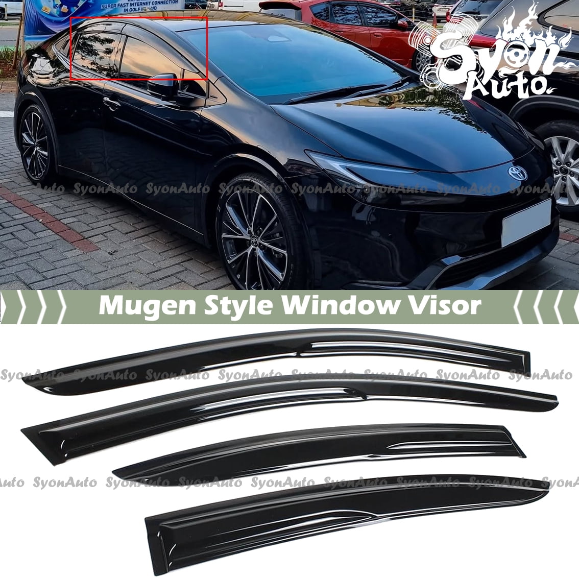 FOR 2023+ TOYOTA PRIUS XW60 MUGEN STYLE JDM 3D WAVY WINDOW VISOR RAIN ...