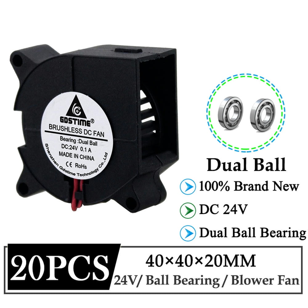 FOR 20Pcs/Lot 24V 40mm 40x40x20mm Ball DC Brushless Genius Artillery 3D ...