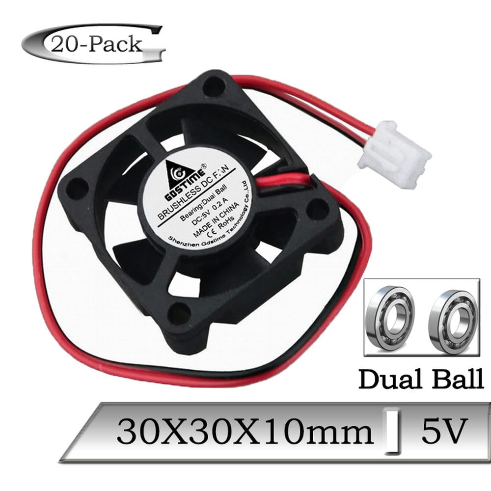 FOR 20Pcs/Lot DC 5V 30mmx10mm 30mm Brushless Axial Dual Ball Heatsink Cooling Fan 3010B 3cm 3D ...
