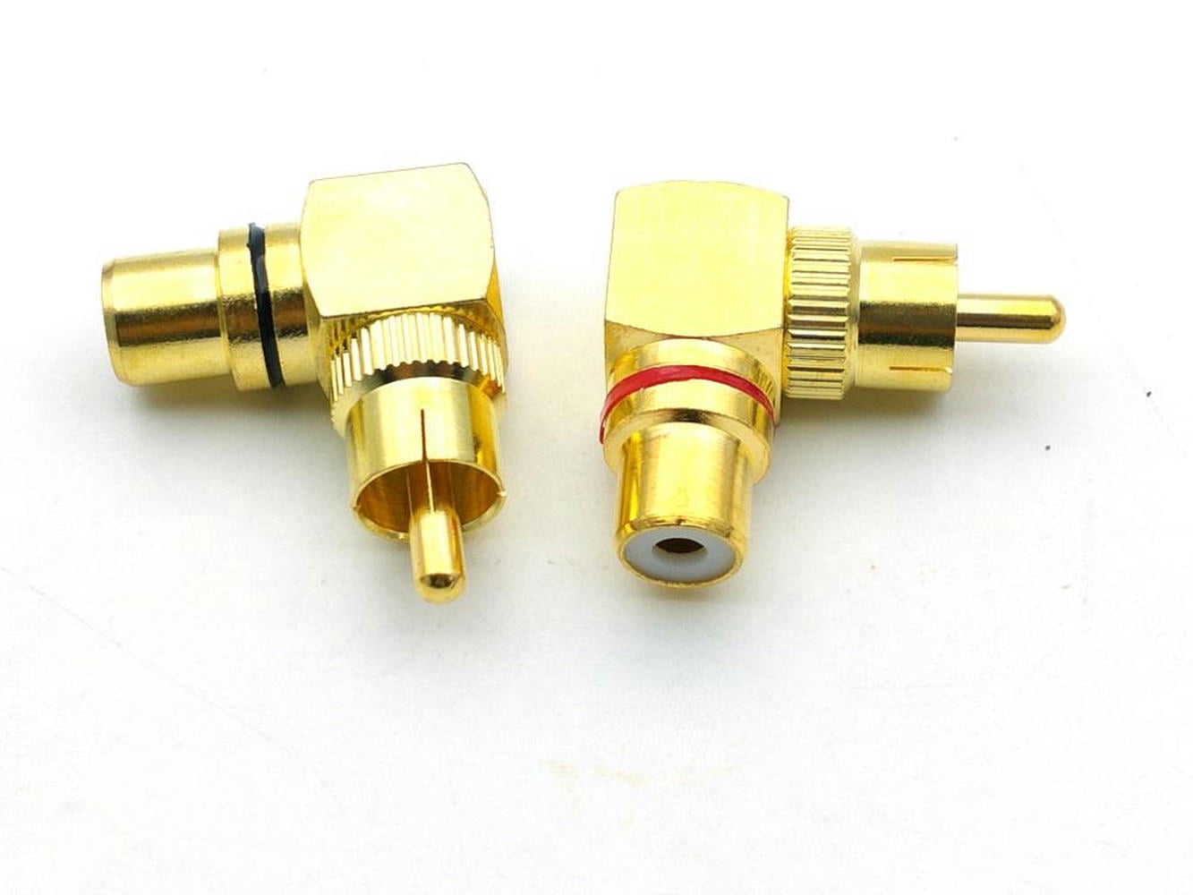 FOR 20pcs Gold-plated RCA right angle connector plug male to female 90 ...