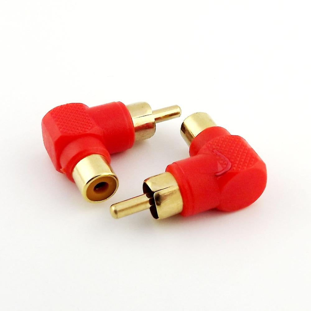 FOR 20pcs Red/Black Gold Plated RCA Male Plug to RCA Female Jack Right ...