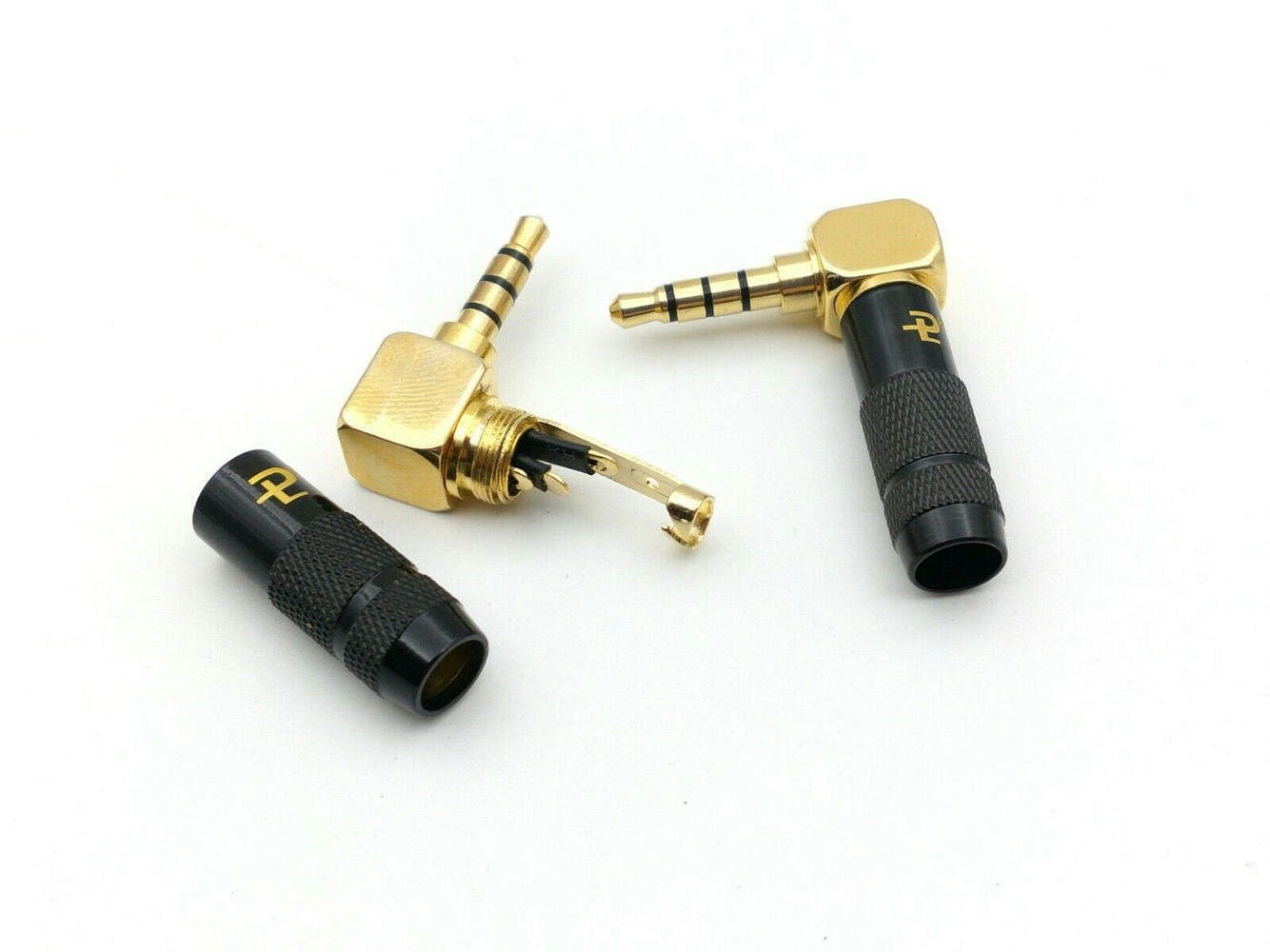 FOR 20pcs lot Stereo 4 Pole 3.5mm Plug Angled Cable Solder connectors ...