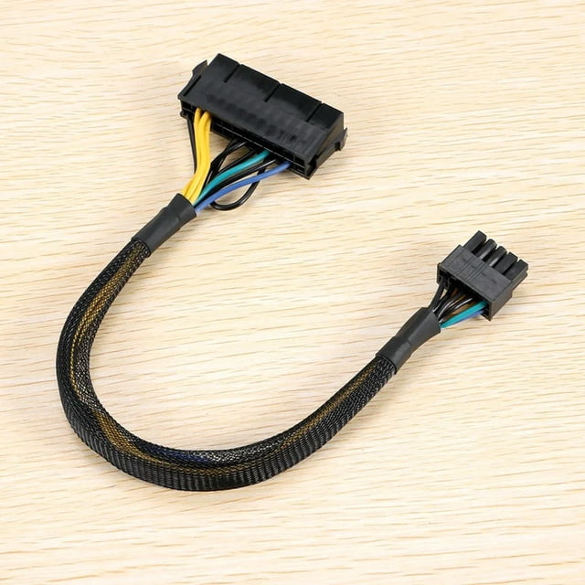 FOR 24 Pin To 10 Pin ATX PSU Main Power Adapter Braided Sleeved Cable ...