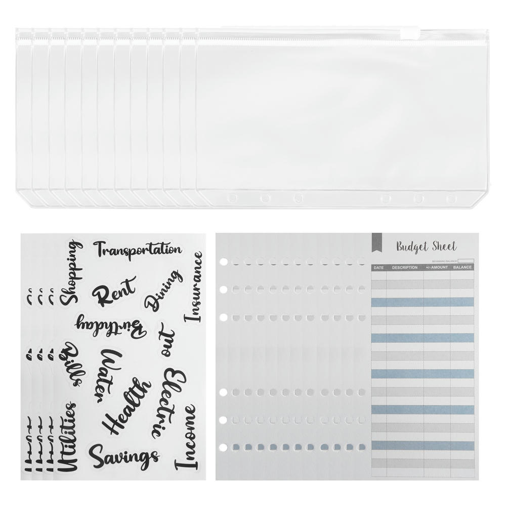 FOR 28 PCS Binder Pockets A6 6 Holes Clear Binder Zipper Envelopes ...